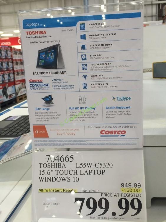 Toshiba L55W-C5320 15.6″ Laptop – CostcoChaser