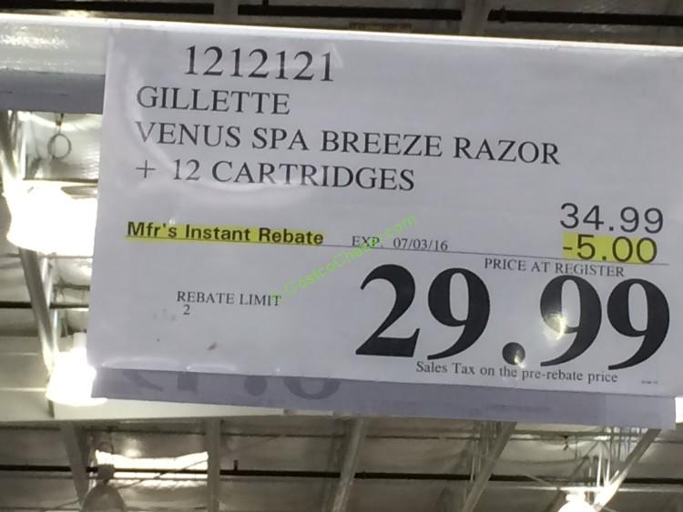 costco-1212121-Gtllette-Venus-Spa-Breeze-Razor-tag – Costco Chaser