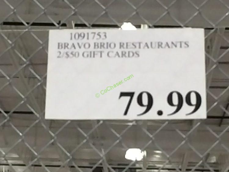 Bravo Brio Restaurants 2/$50 Gift Cards – Costco Chaser