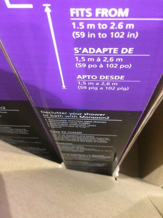 Costco-1161990-Artika-MonsoonII –Vertical-Shower-Caddy-spec – Costco Chaser