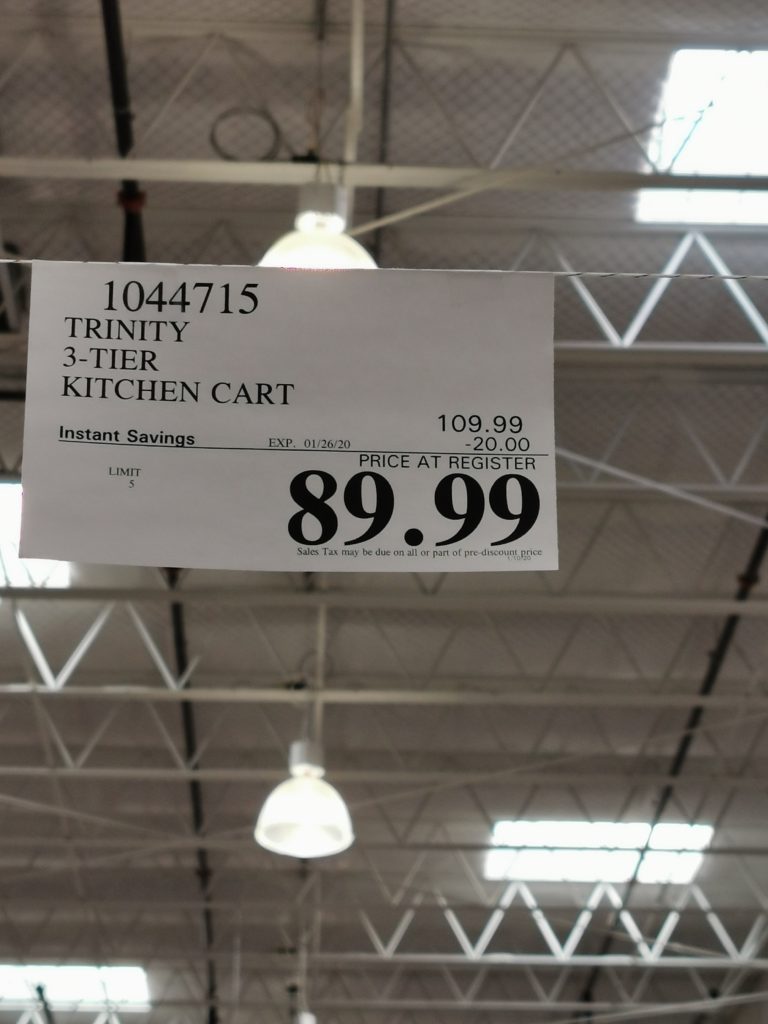 Costco 1044715 TRINITY 3 tier Kitchen Cart tag CostcoChaser Costco 1044715 TRINITY 3 tier Kitchen Cart tag CostcoChaser