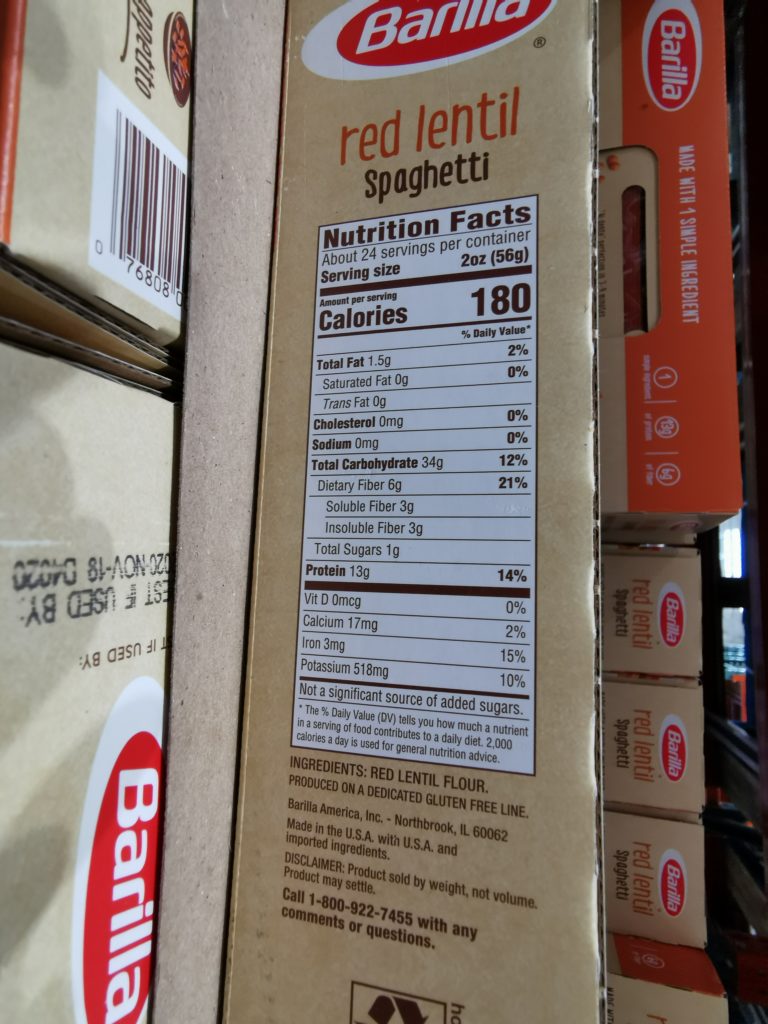 Costco-1390381-Barilla-Red-Lentil-Spaghetti-chart – CostcoChaser