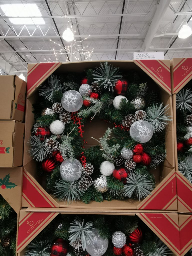 30″ Red and Silver Decorated Wreath – Costco Chaser