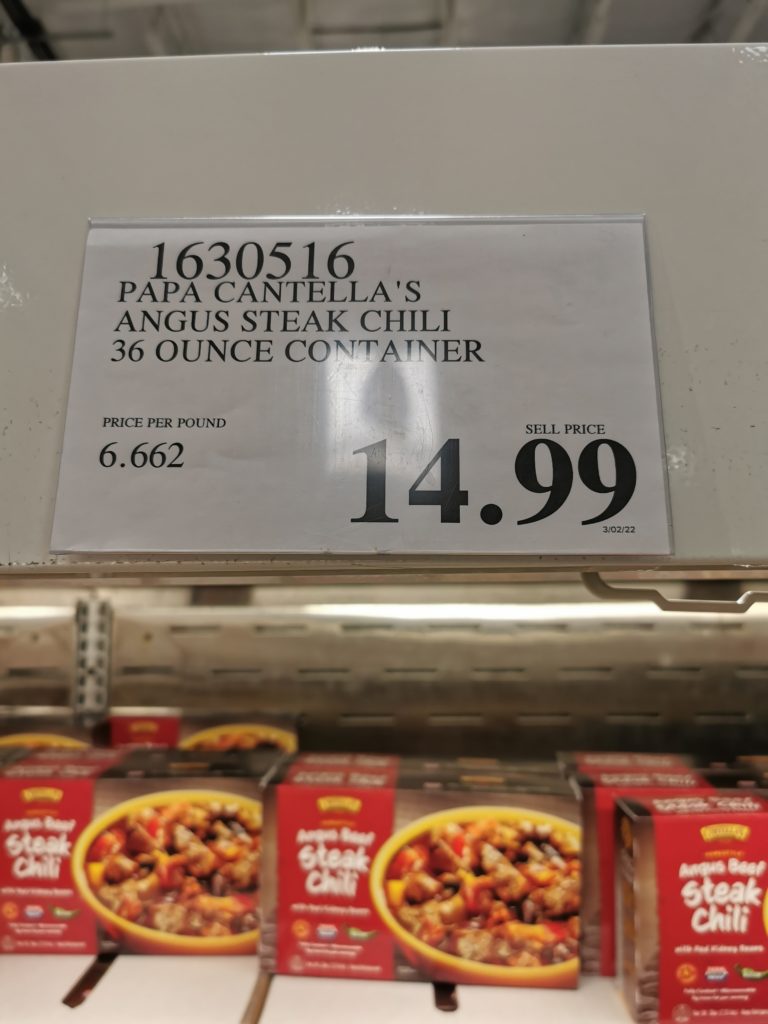 Costco-1630516-PAPA-Cantella’s-Angus-Steak-Chili-tag – CostcoChaser
